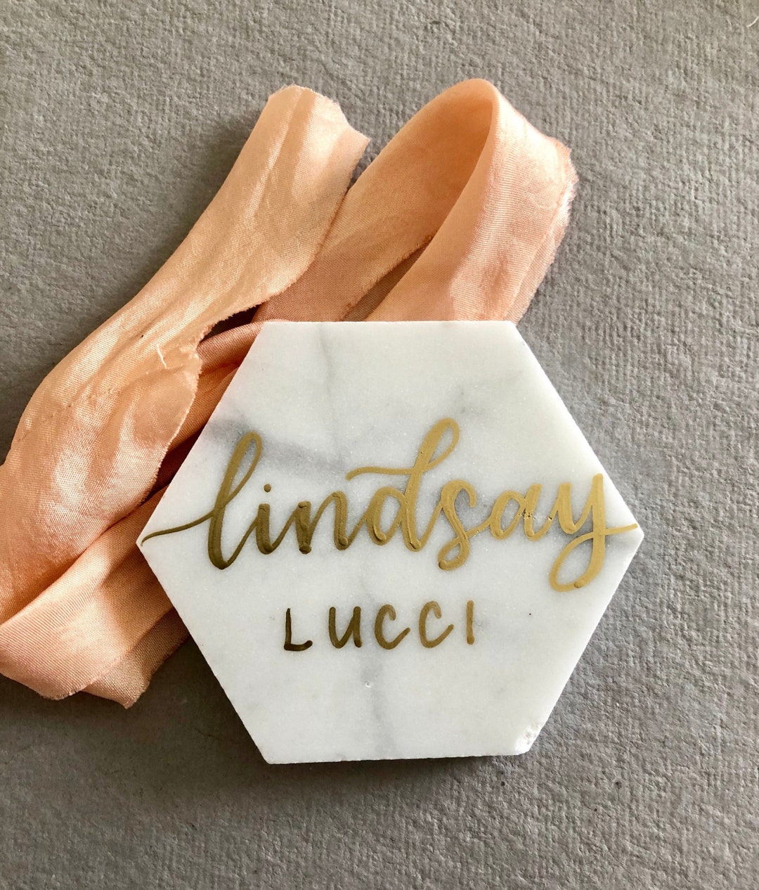 Marble Hexagon Tile Place Cards | Elegant Escort Cards | Custom Wedding ...