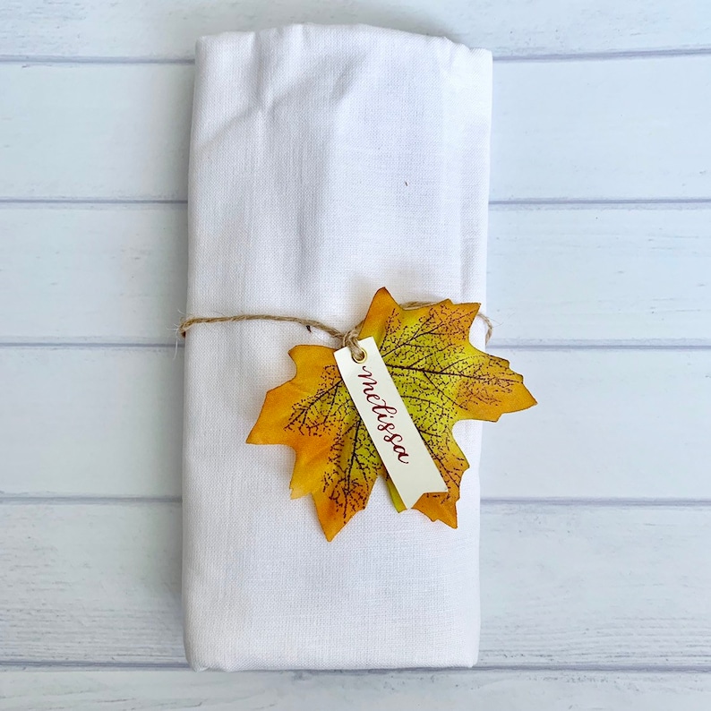 Faux Maple Leaf Place Card + Calligraphy Place Cards + Fall Wedding ...
