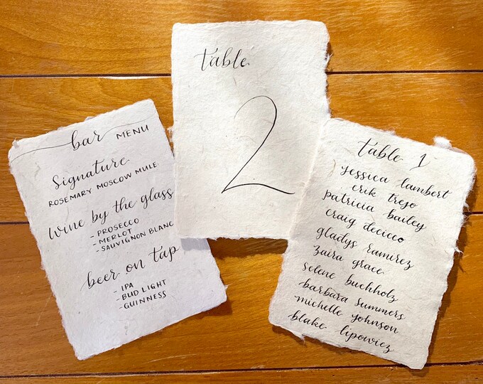 Calligraphy Table Numbers Seating Charts Bar Menu on Natural - Etsy