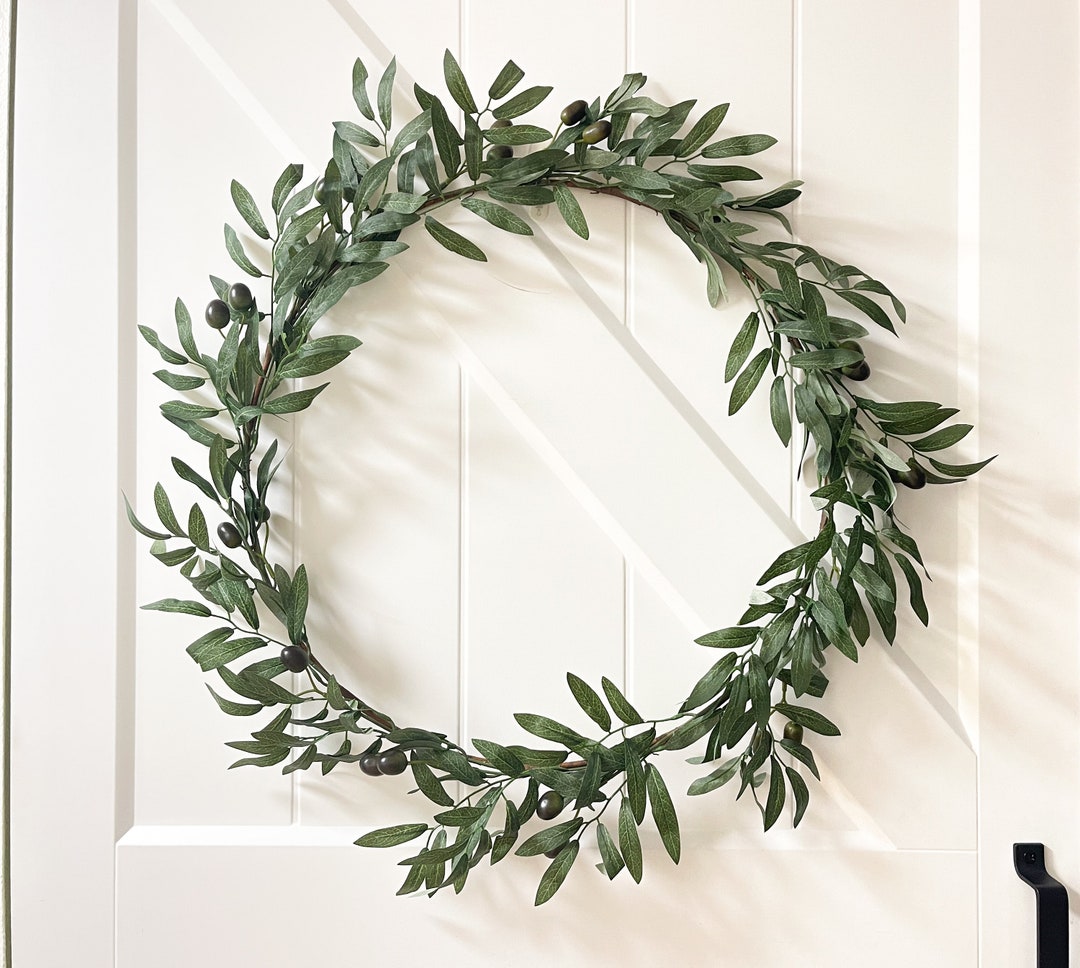 Olive Branch Hoop Wreath, Minimalist Greenery Wreath, Modern Front Door ...