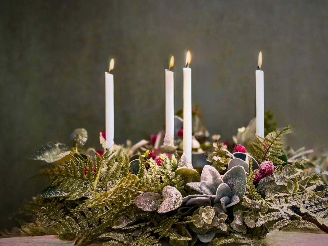 Christmas Advent Wreath Candle Holder for Four Taper Candles, Nativity ...