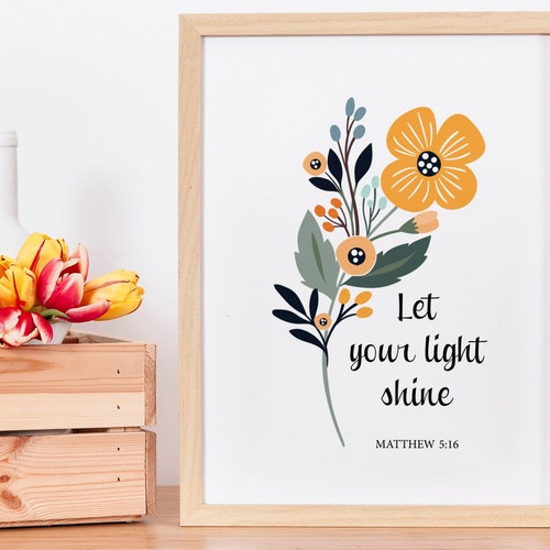 Let Your Light Shine Matthew 5:16 Bible Verse Wall Art for - Etsy