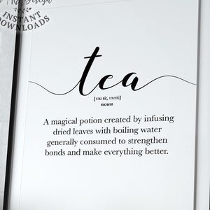 Tea Definition Wall Art Print, Kitchen Wall Decor, Tea Lover Gift ...