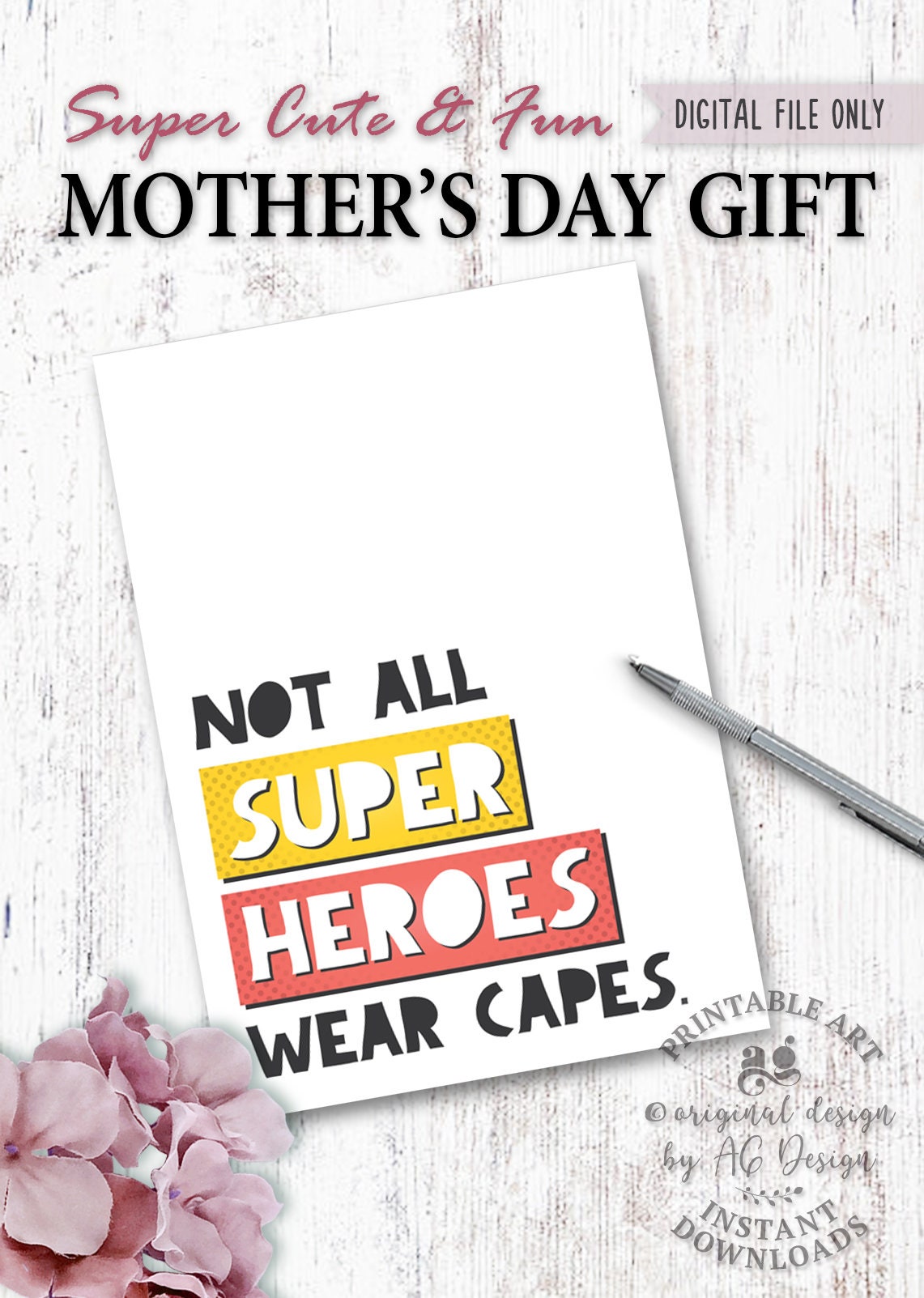 Not All Super Heroes Wear Capes, Printable Comic Book Theme Poster ...