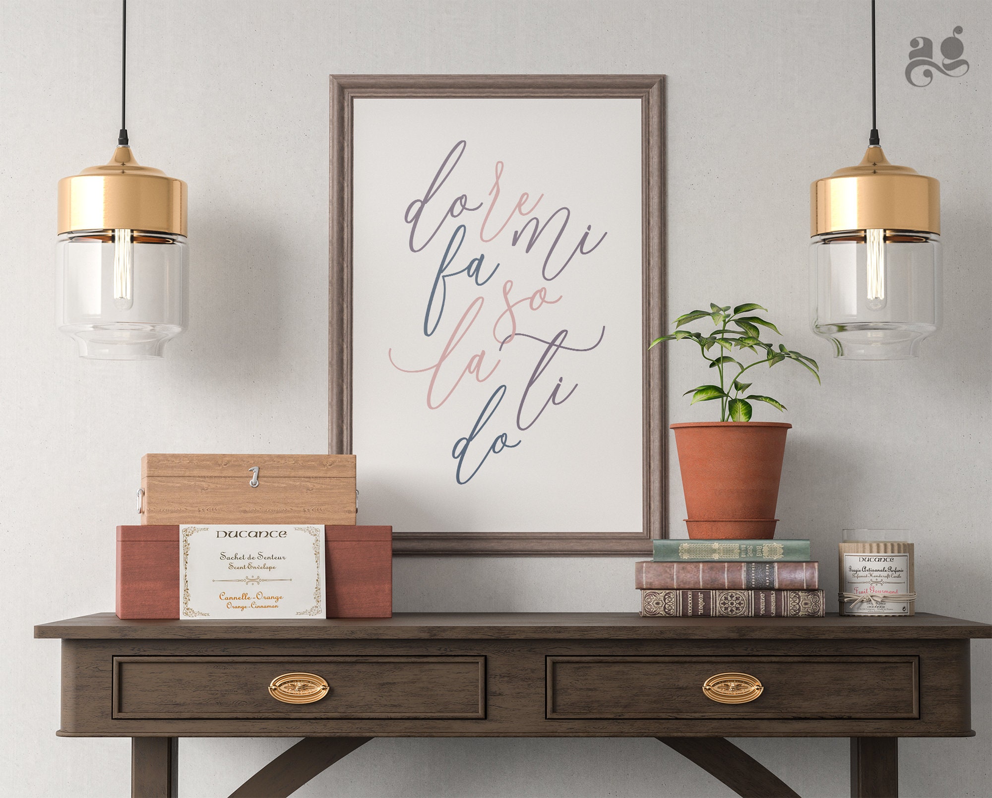 The Sound of Music Notes Do Re Mi Prints, Blush Pink Navy Blue Art ...