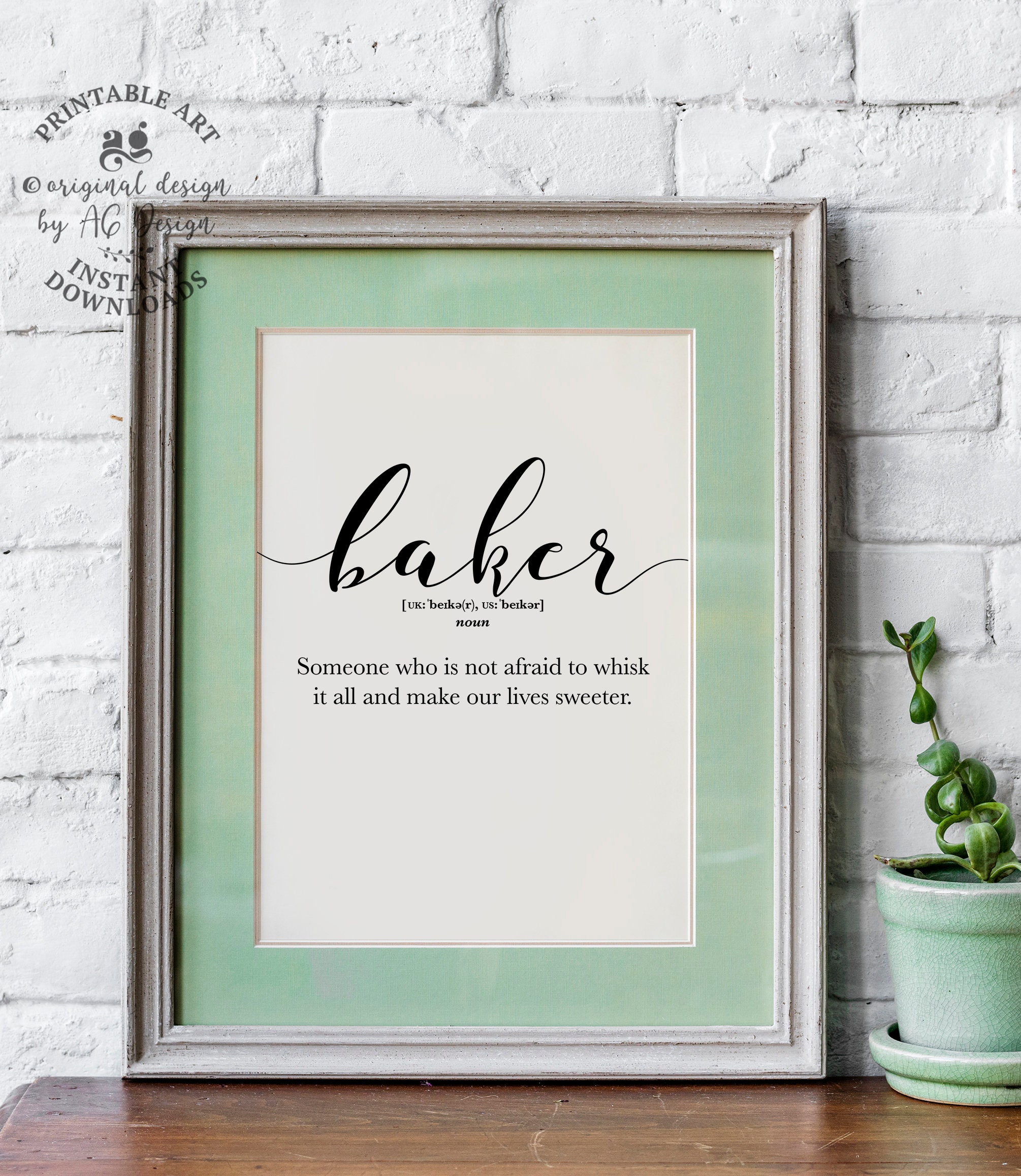 Baker Gifts Definition Poster Funny Kitchen Wall Art Decor | Etsy