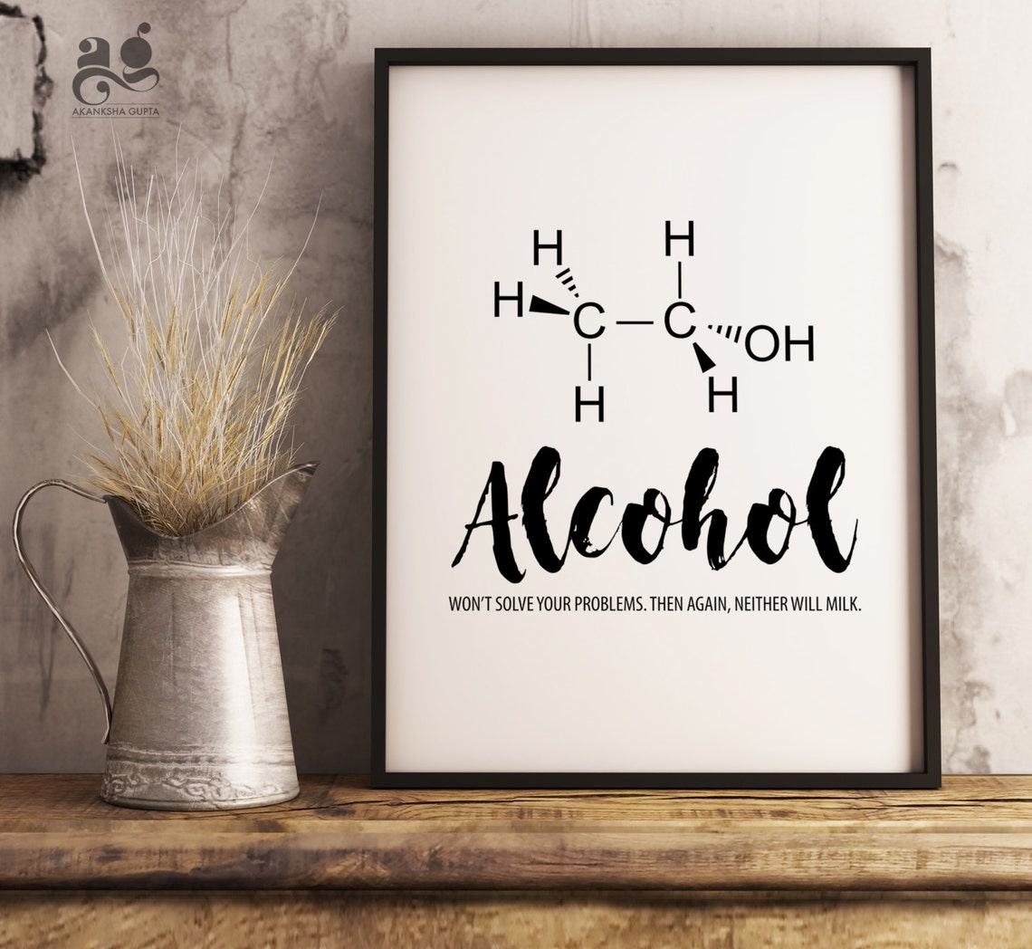 Alcohol Wall Art Funny Kitchen Decor Alcohol Humor Bar Sign | Etsy