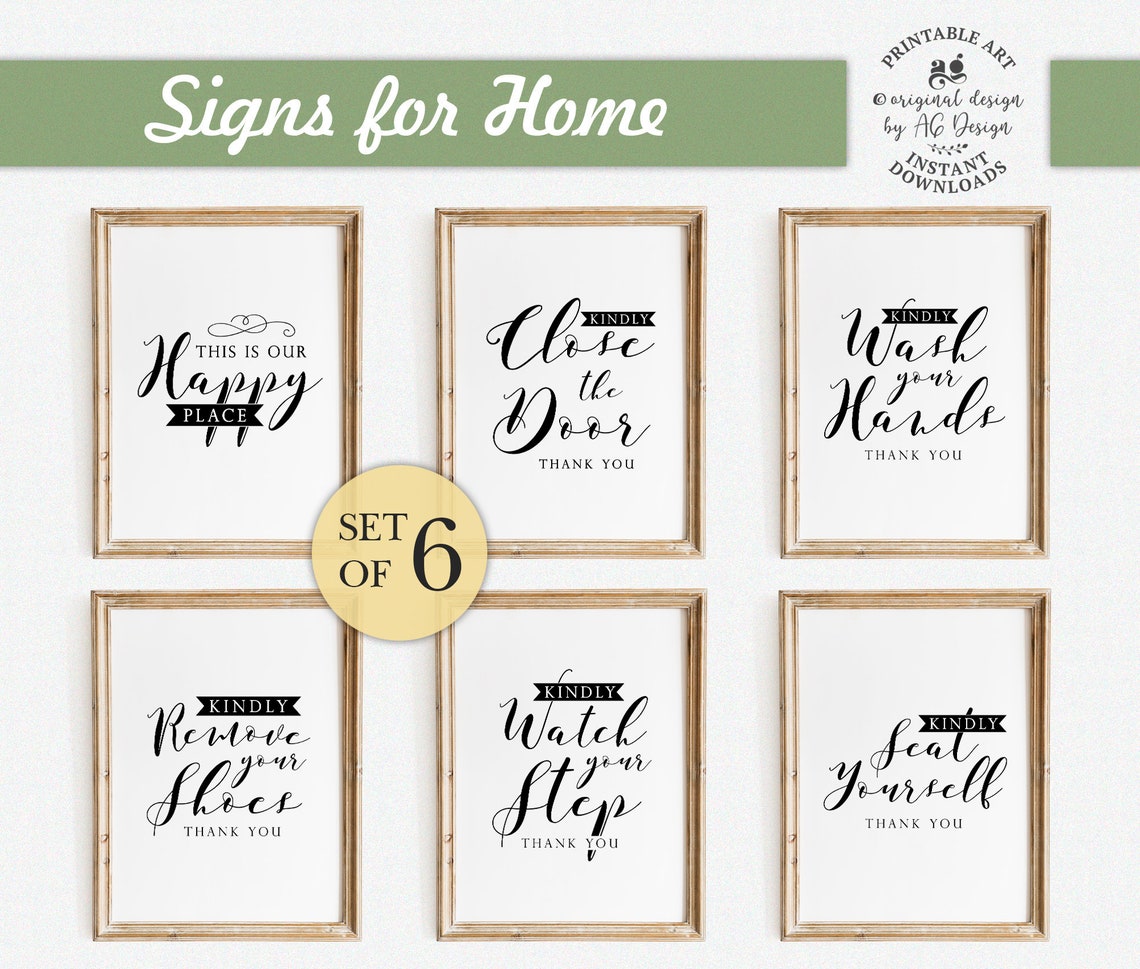 Printable Signs for Home Set of 6 Wash Hands Remove Shoes - Etsy