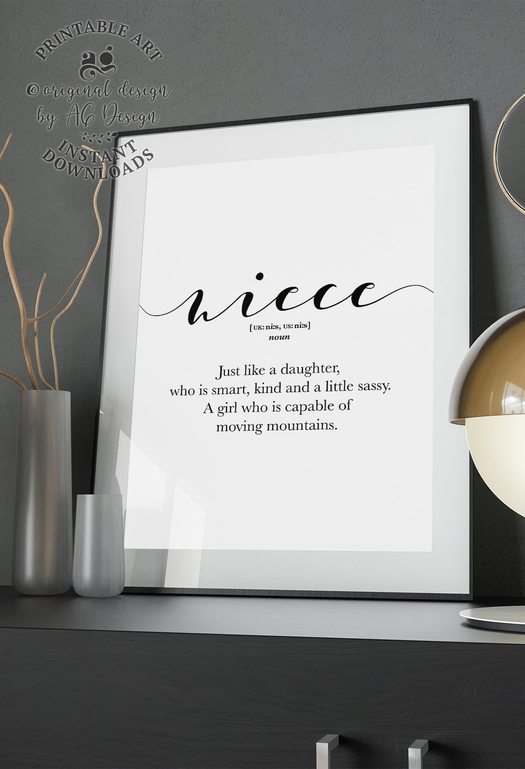 Niece Definition Prints, Family Dictionary Posters, Niece Present ...