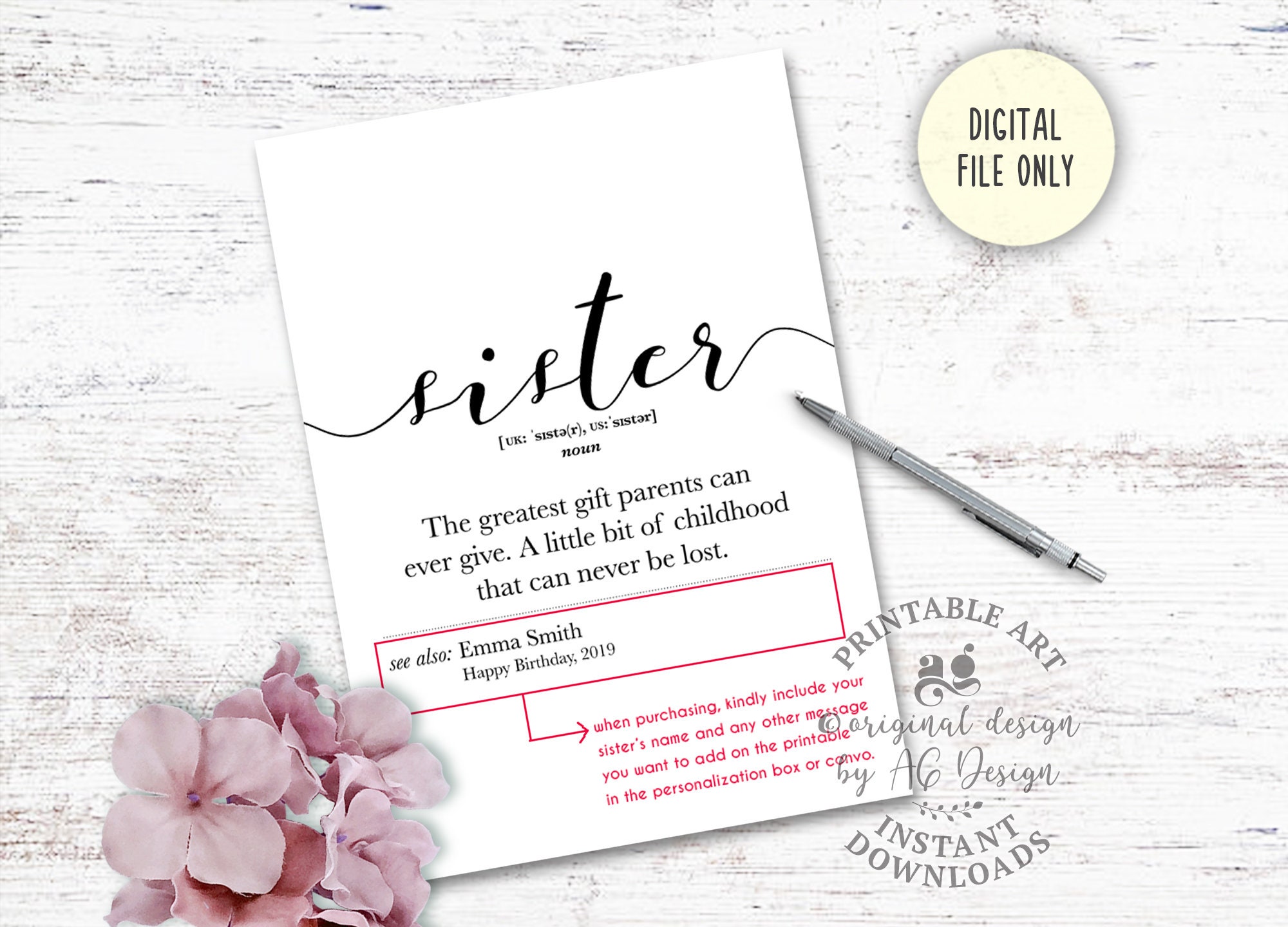 Personalized Sister Brother Set of 2 Prints Sibling Sign - Etsy