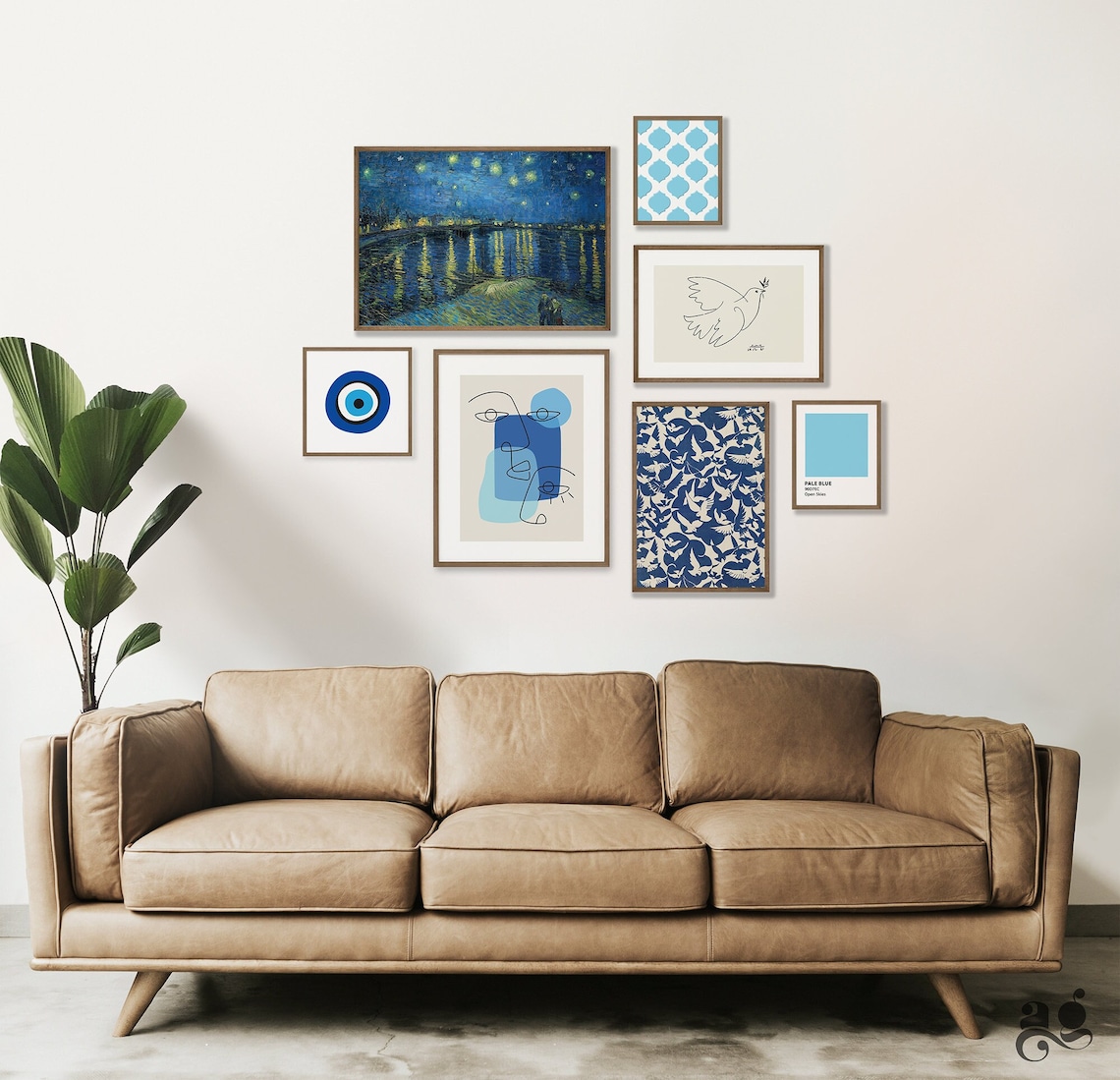 Blue Gallery Wall Set of 7 Printable Maximalist Wall Art - Etsy
