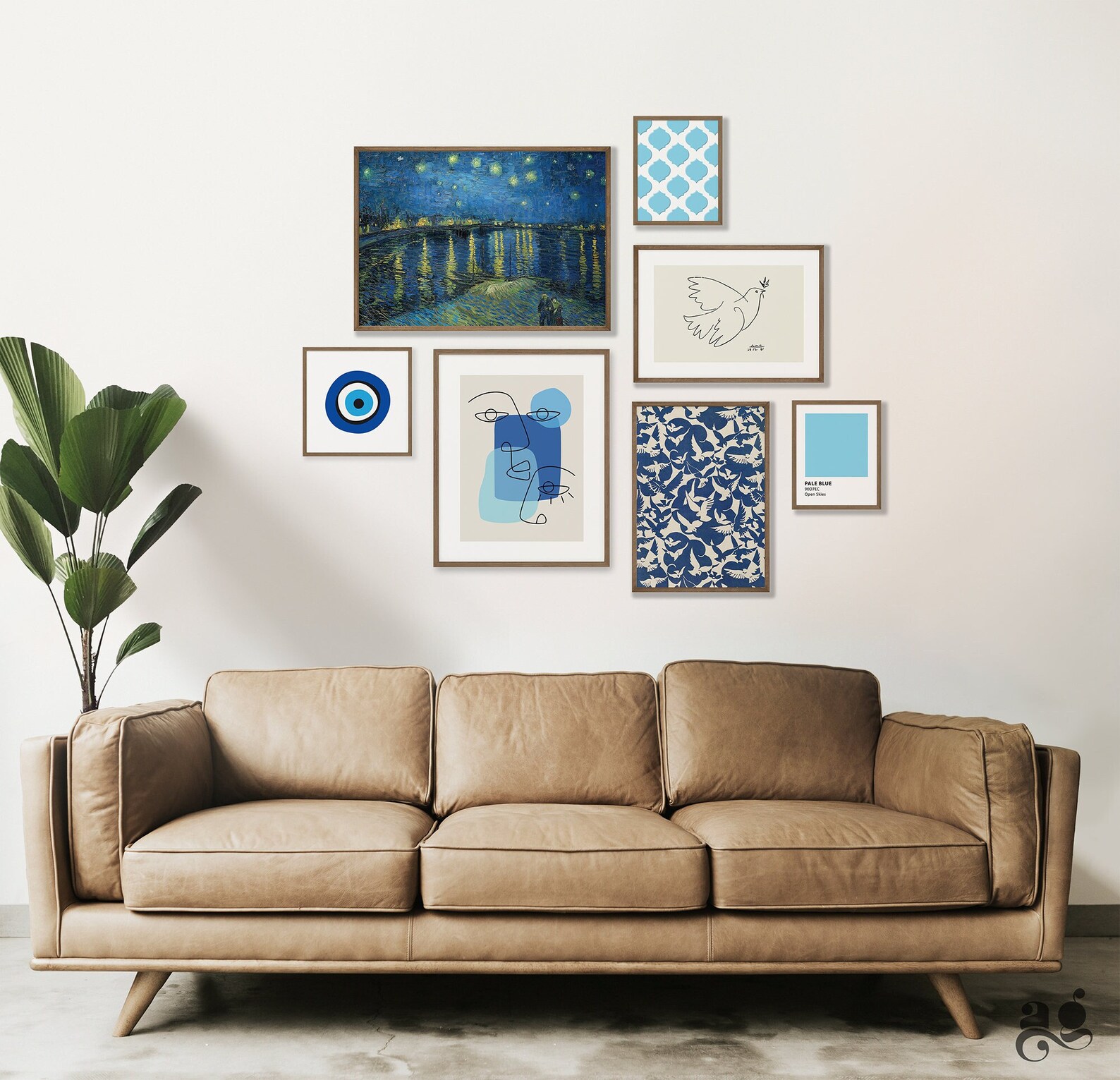 Blue Gallery Wall Set of 7, Printable Maximalist Wall Art, Picasso ...