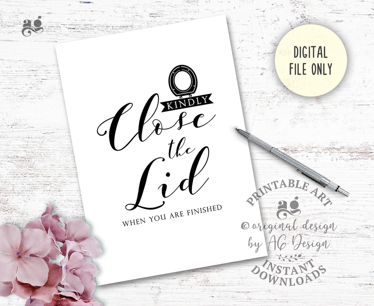 Close the Lid, Printable Bathroom Rules Sign, Half Bath Sign, Toilet ...