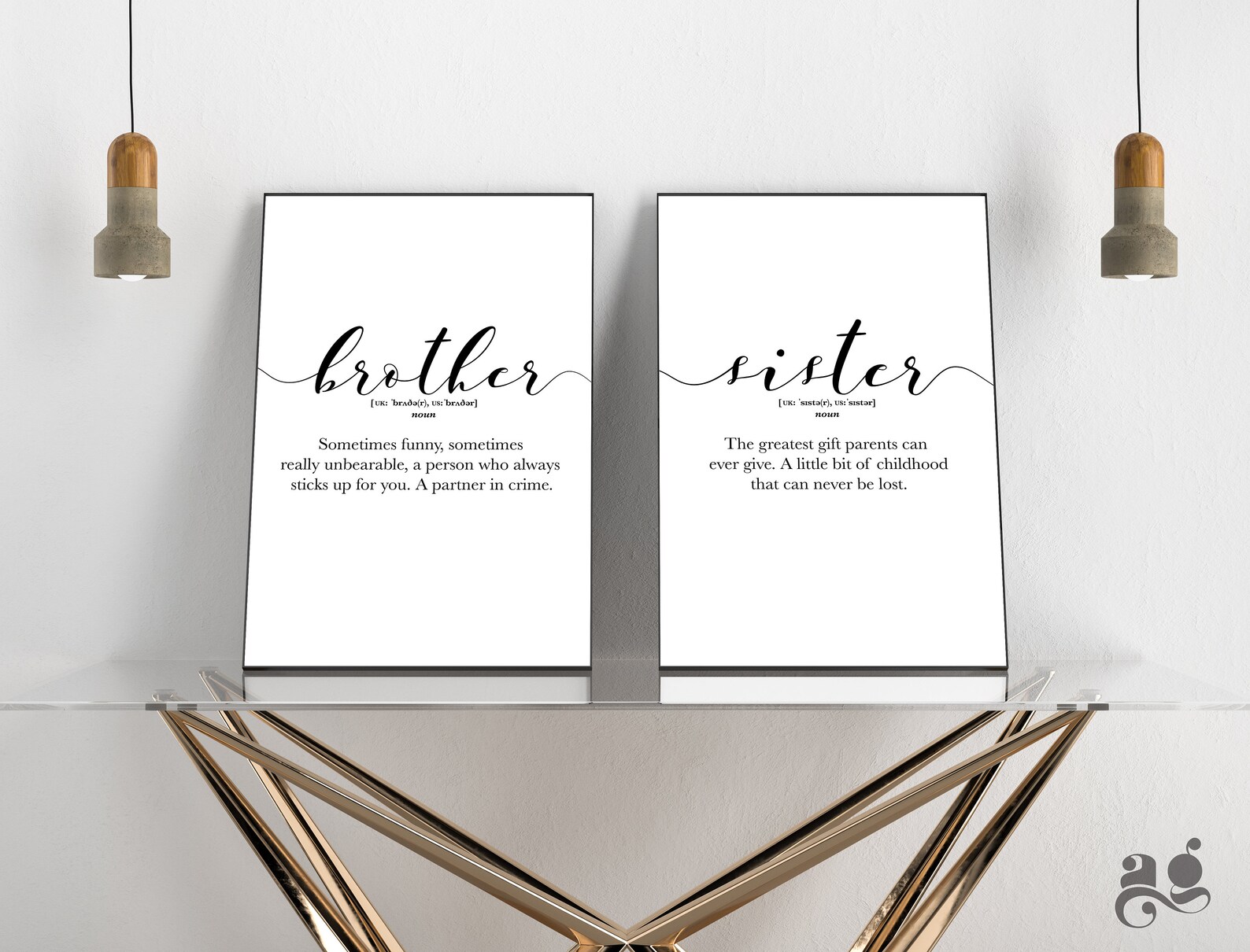 Sister Brother Definition Print Set of 2, Word Definition Poster ...