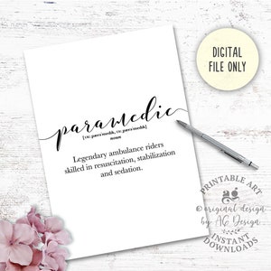 Buy Paramedic Gifts, Funny Definition Printable, Thank You Paramedics ...