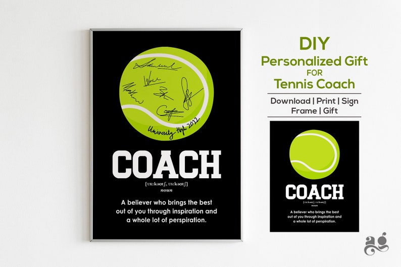 Tennis Coach Gift, Coach Printable, DIY Coach Team Signature, Coach ...