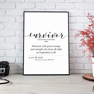 Personalized Survivor Definition Printable, Motivational Warrior ...