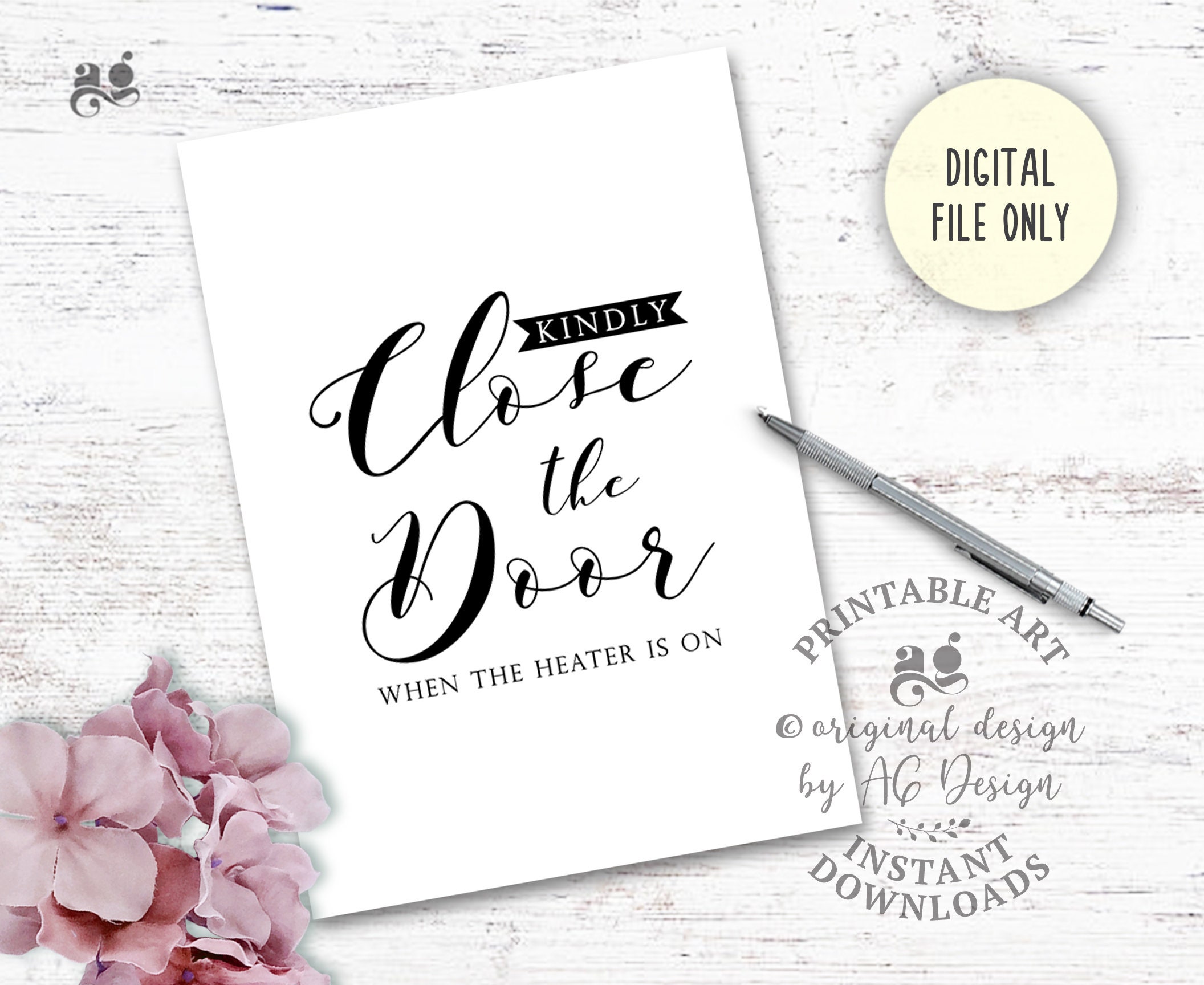 Close the Door Sign, Heater ON Sign, Airbnb House Rules Sign, Printable ...