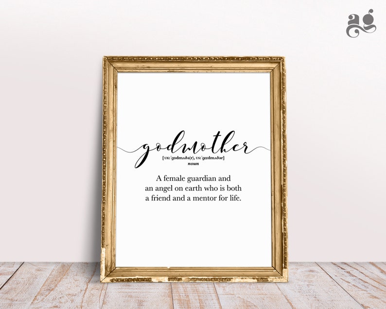 Godmother Definition Poster Gift for Godparent From Godson Goddaughter ...