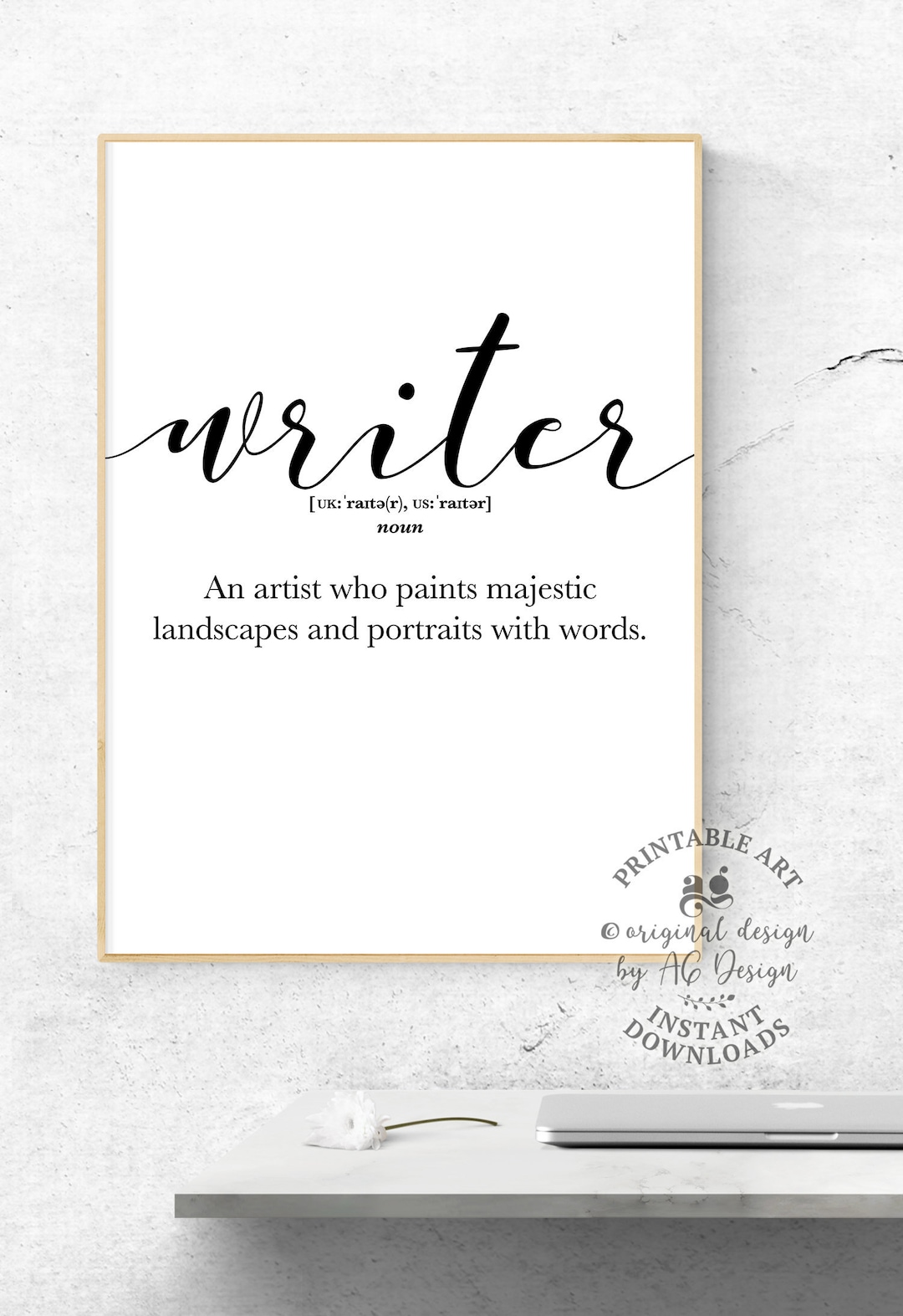 Writer Definition Prints, Printable Gifts for Writers, Home Office Wall ...