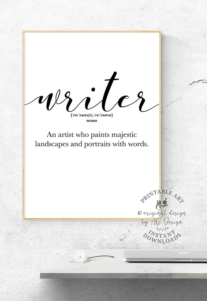 Writer Definition Prints, Printable Gifts for Writers, Home Office Wall ...