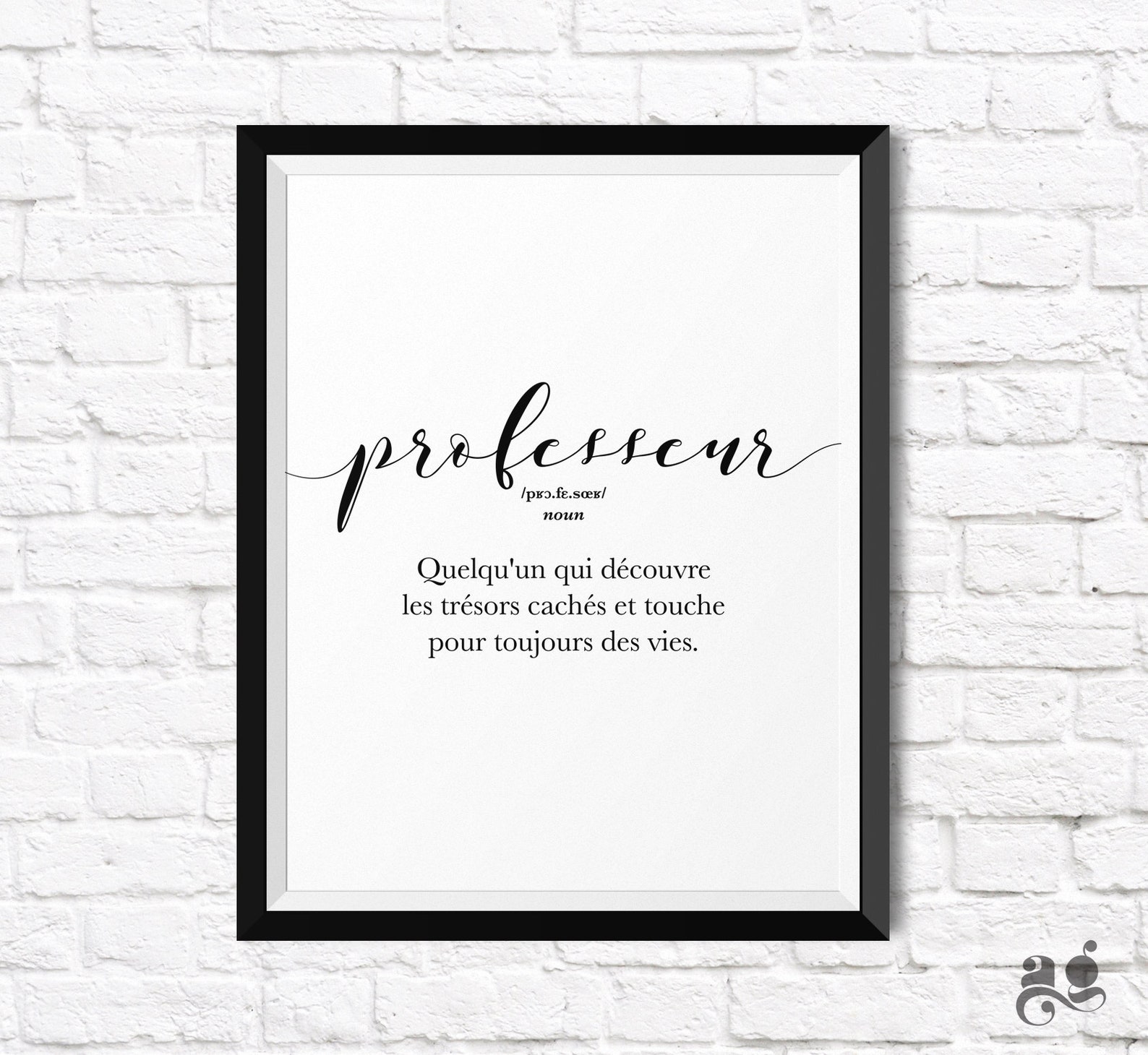 French Teacher Appreciation, Gift for Professeur, Teacher Definition ...