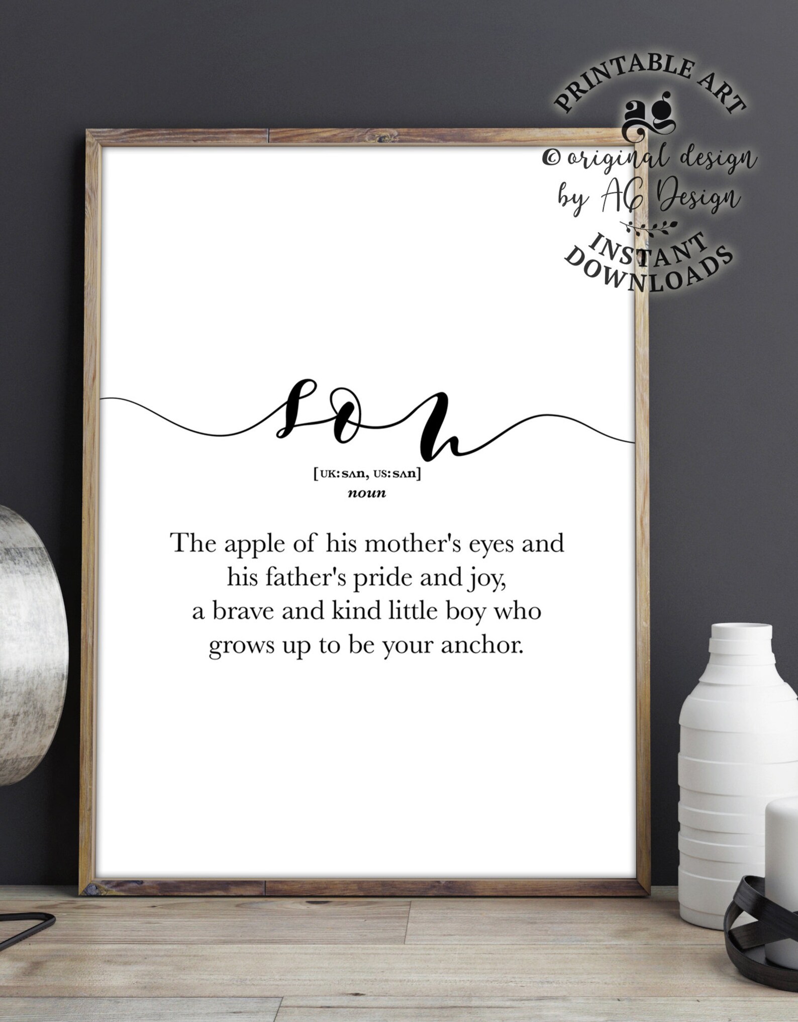 Son Definition Print Family Printables Father and Son Gifts - Etsy