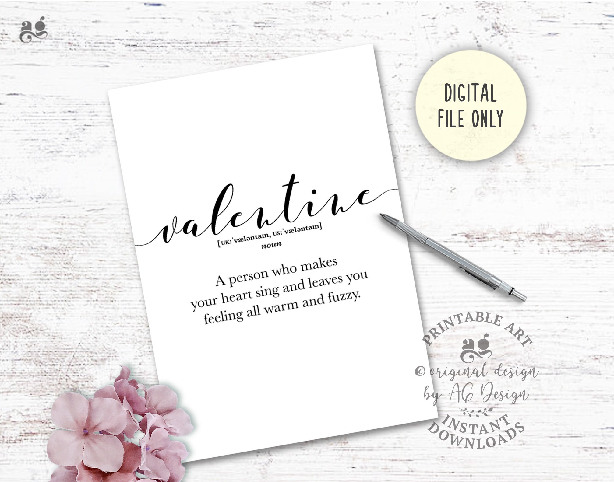 Valentine Definition Printable Cute Anniversary Gifts for | Etsy India