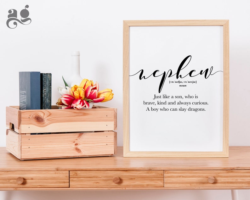 Nephew Definition Prints, Printable Word Posters, Gift for a Nephew ...