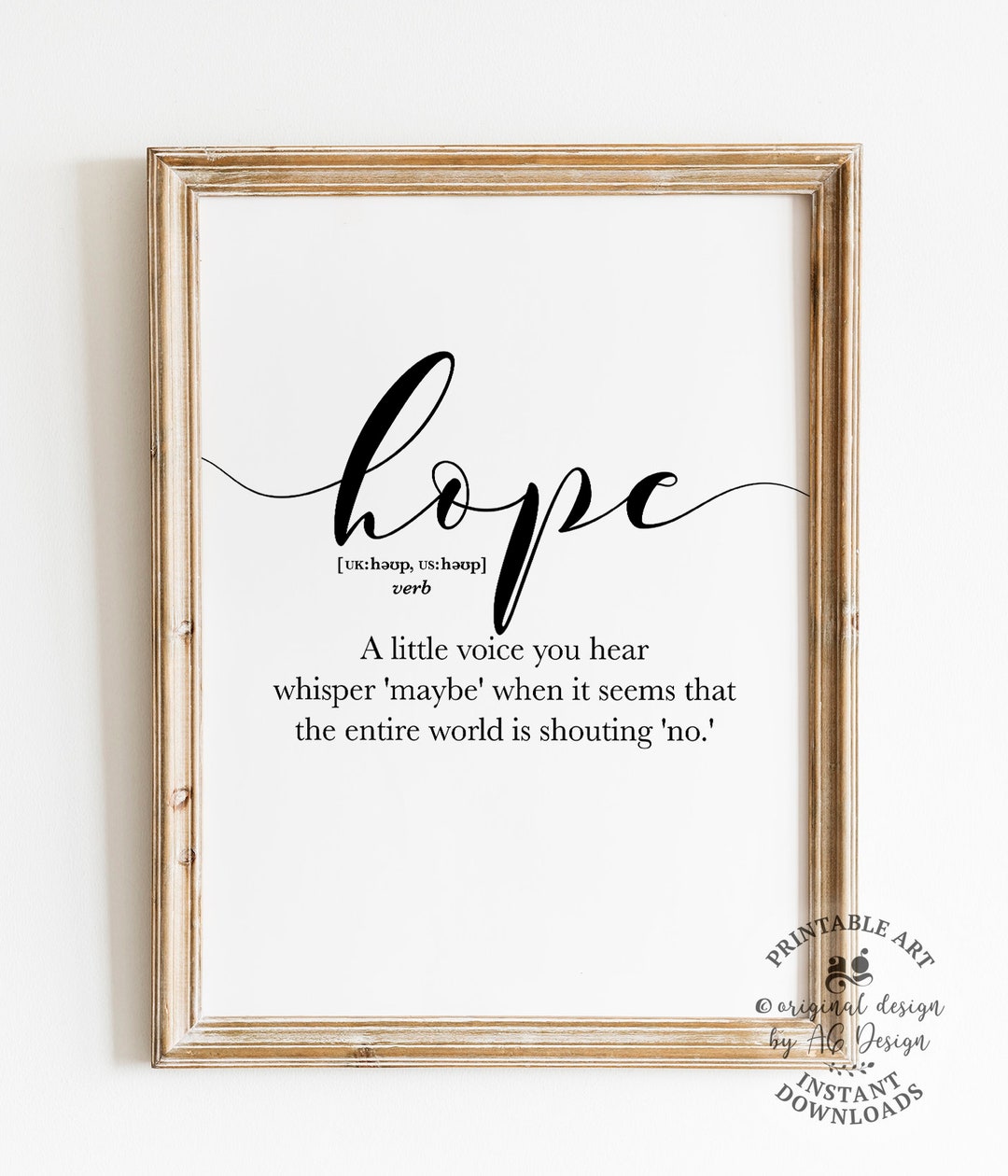 Hope Definition Poster, Living Room Prints, Hope Printables, Office ...