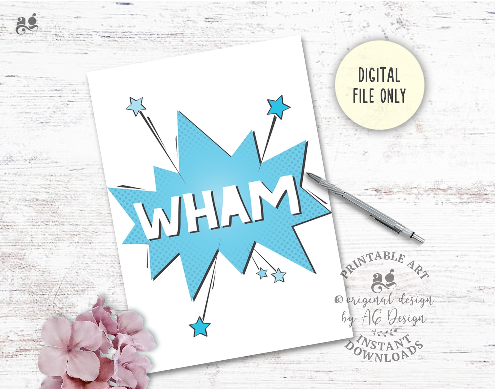 Wham Comic Book Decor Printable Wham Sign Superhero Party - Etsy