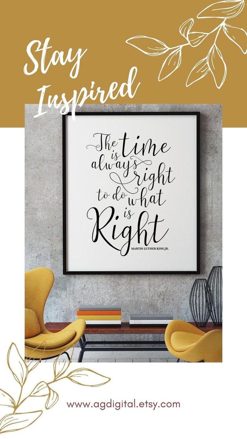 Martin Luther King Quote Print the Time is Always Right Wall - Etsy