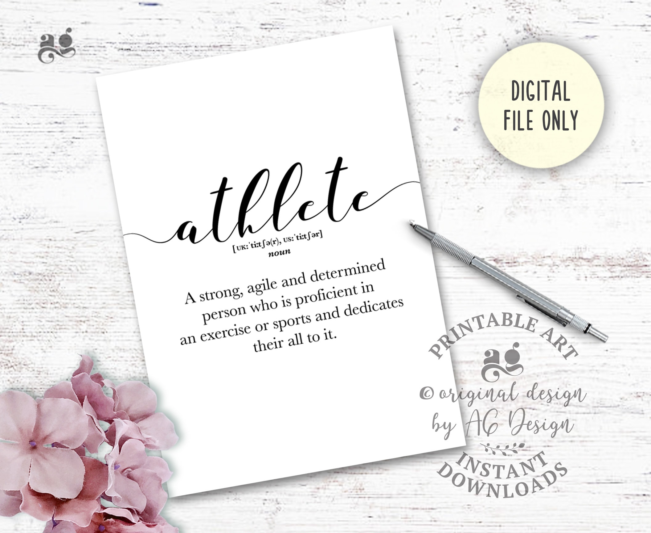 Athlete Definition Wall Art Athlete Gift Ideas Athlete - Etsy