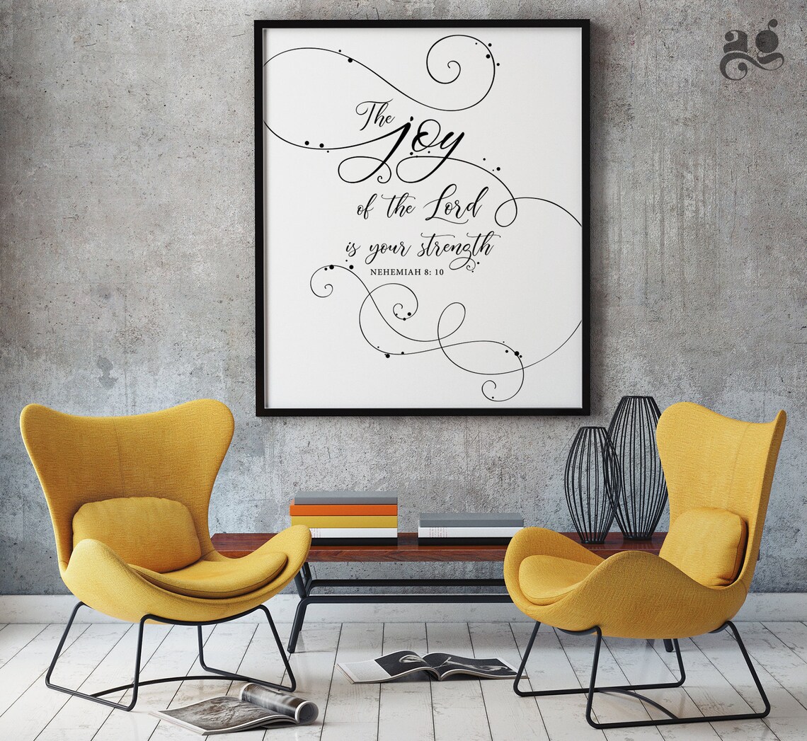 Bible Verses Sign The Joy of the Lord Is My Strength Nehemiah | Etsy