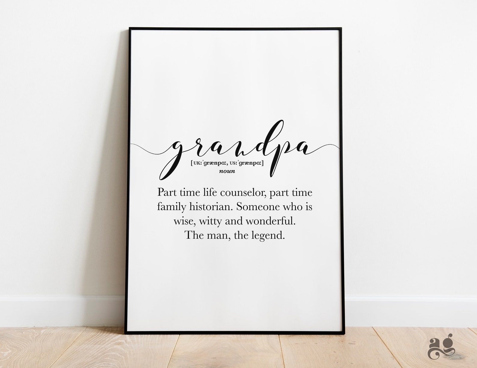 Grandpa Definition Prints, Printable Granddad Posters, Funny Gifts for ...