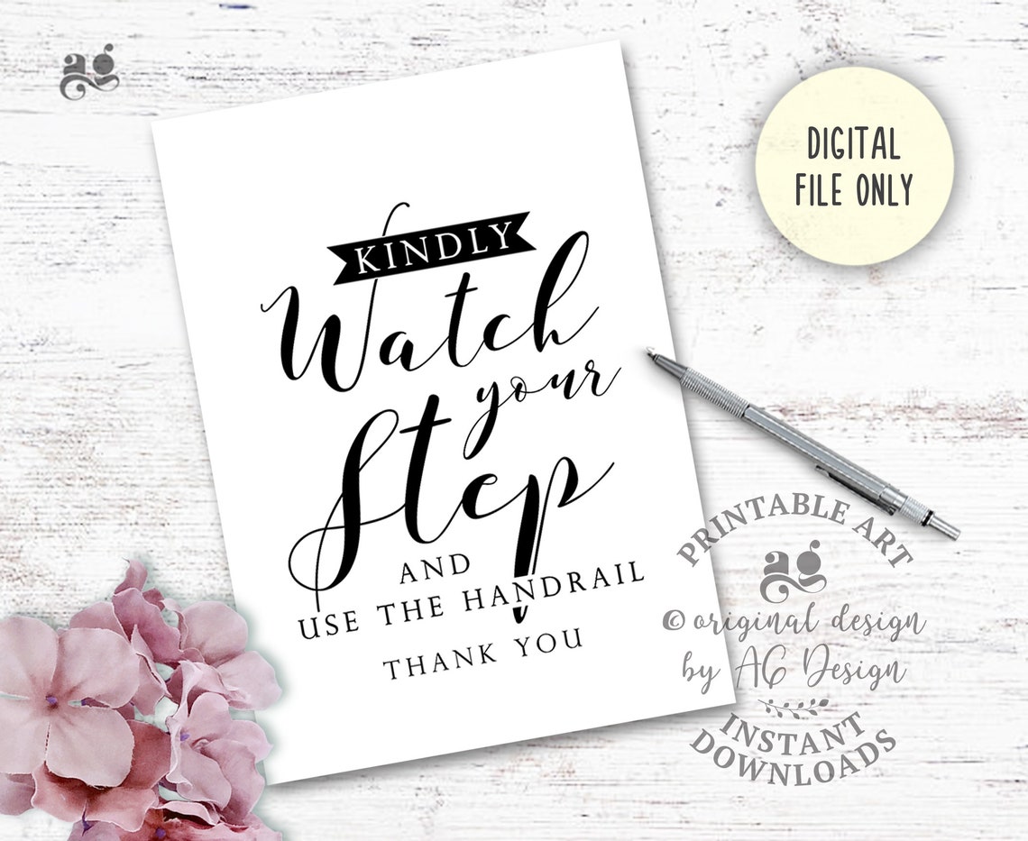 Watch Your Step, Caution Step Sign, Mind Your Step, Digital Download ...