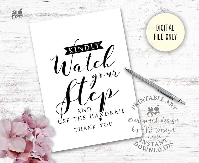 Watch Your Step, Caution Step Sign, Mind Your Step, Digital Download ...