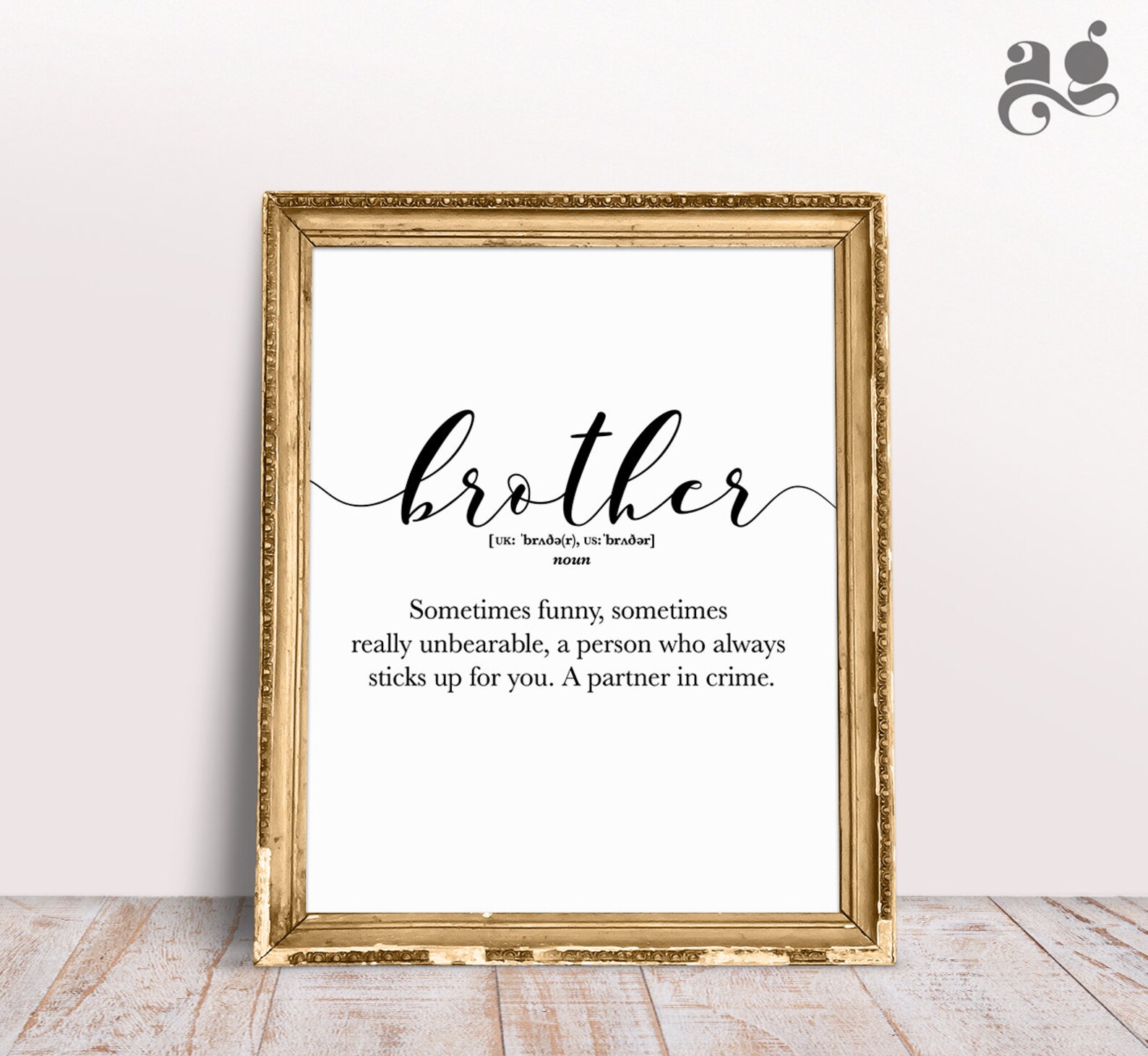 Sister Brother Definition Print Set of 2, Word Definition Poster ...