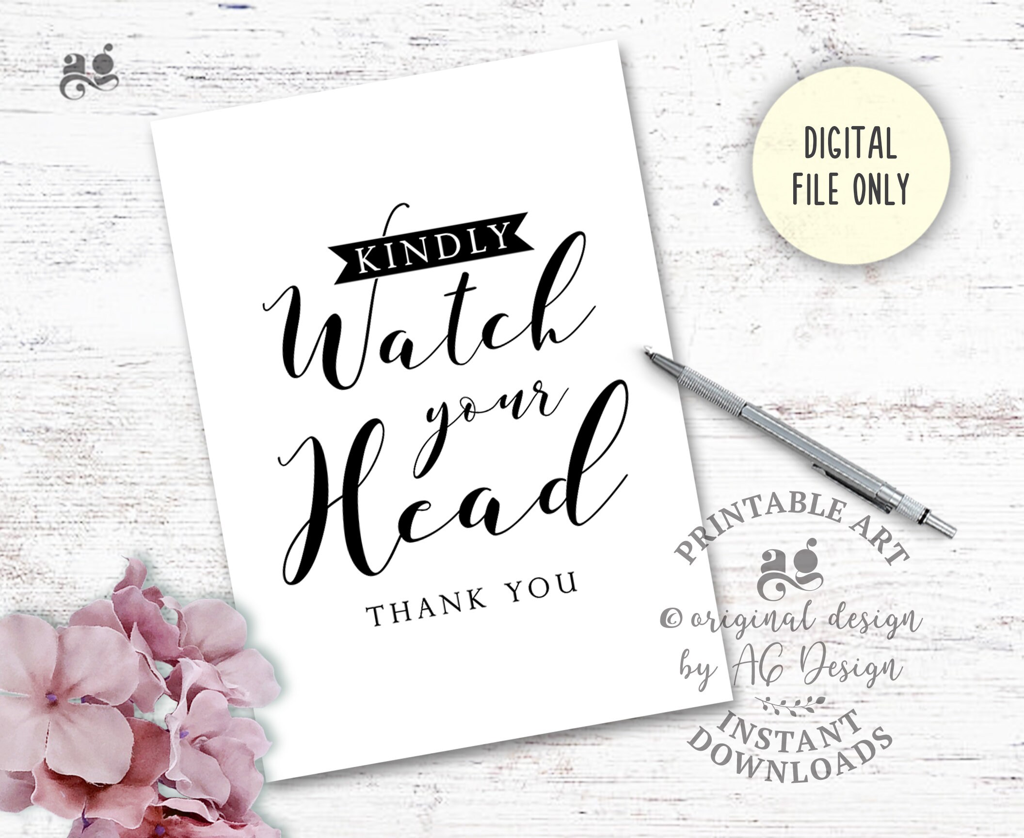 Watch Your Head Mind Your Head Sign Caution Head Sign - Etsy