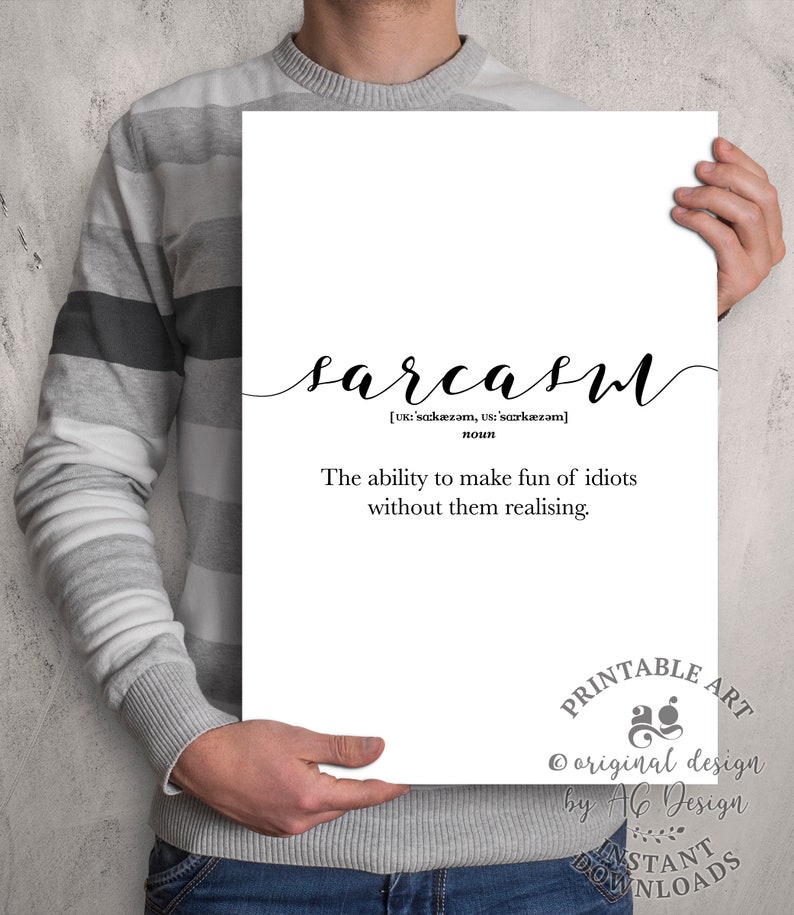 Funny Word Definition print Sarcasm Definition poster Wall | Etsy