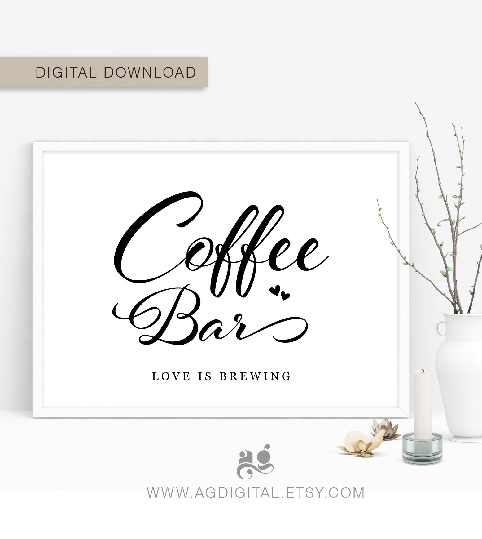Coffee Bar Sign Printable Wedding Signs Coffee Bar Party - Etsy