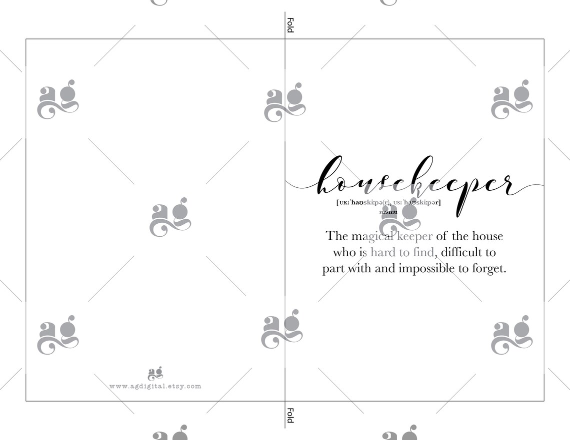 Housekeeper Thank You Card, Housekeeper Appreciation Gifts, Printable ...