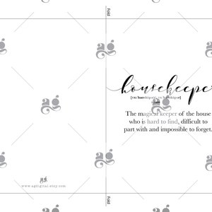 Housekeeper Thank You Card, Housekeeper Appreciation Gifts, Printable ...