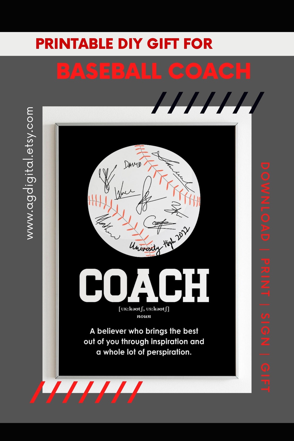 Baseball Coach Gift, Printable Coach Appreciation Gifts, Best Coach ...