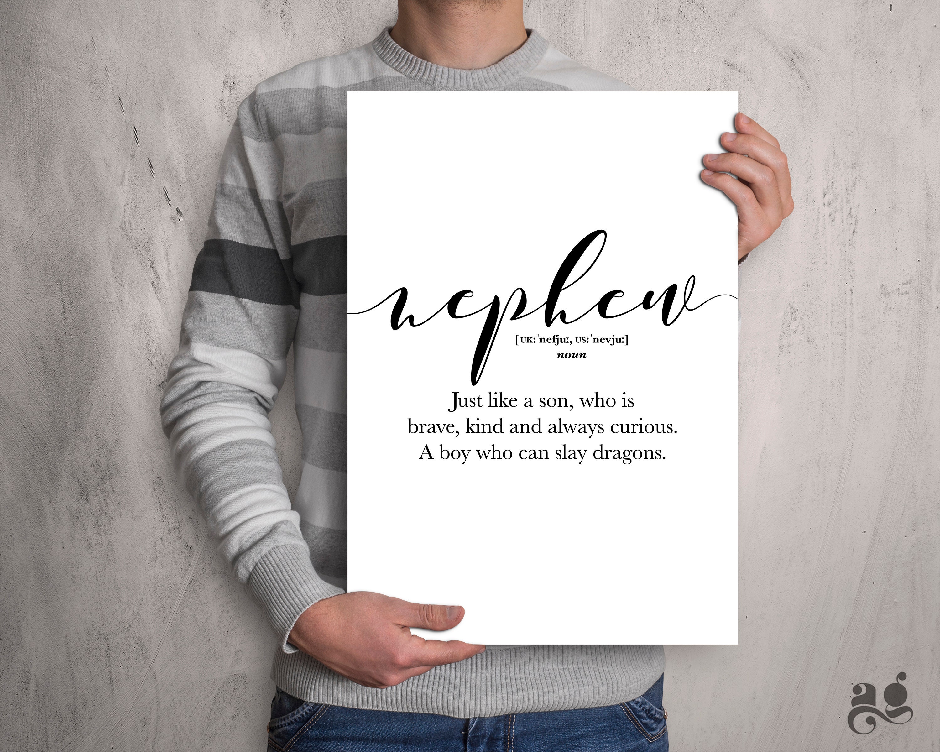 Nephew Definition Prints, Printable Word Posters, Gift for a Nephew ...