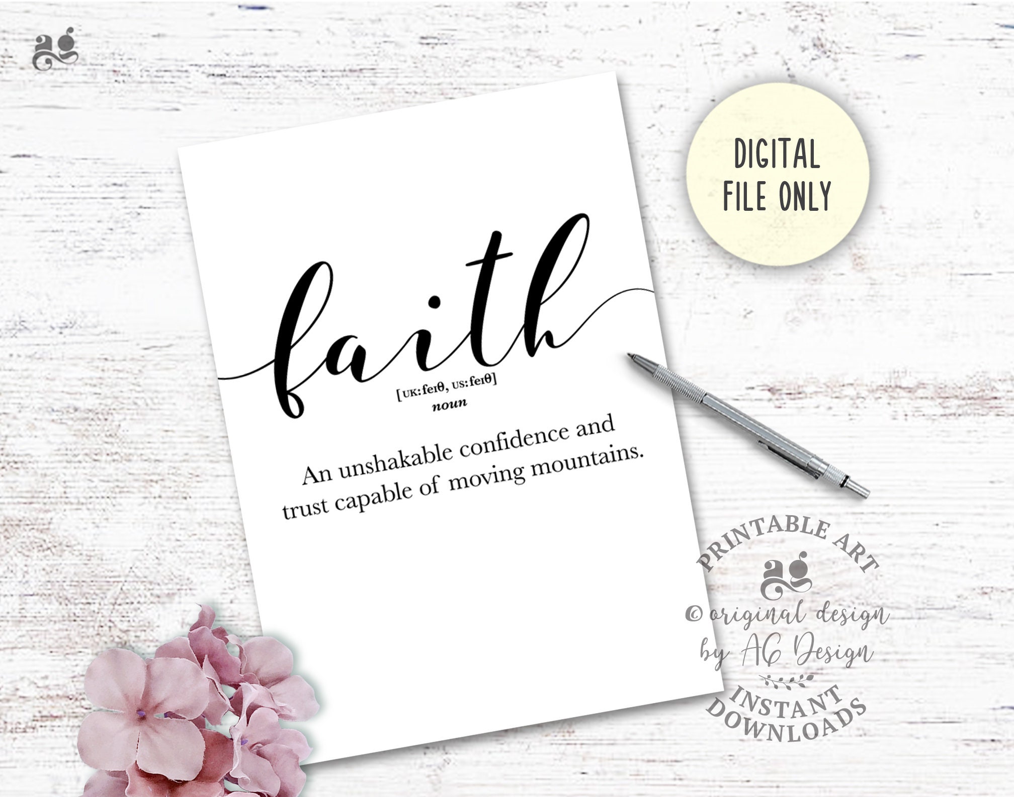 Faith definition wall art print faith over fear breast | Etsy