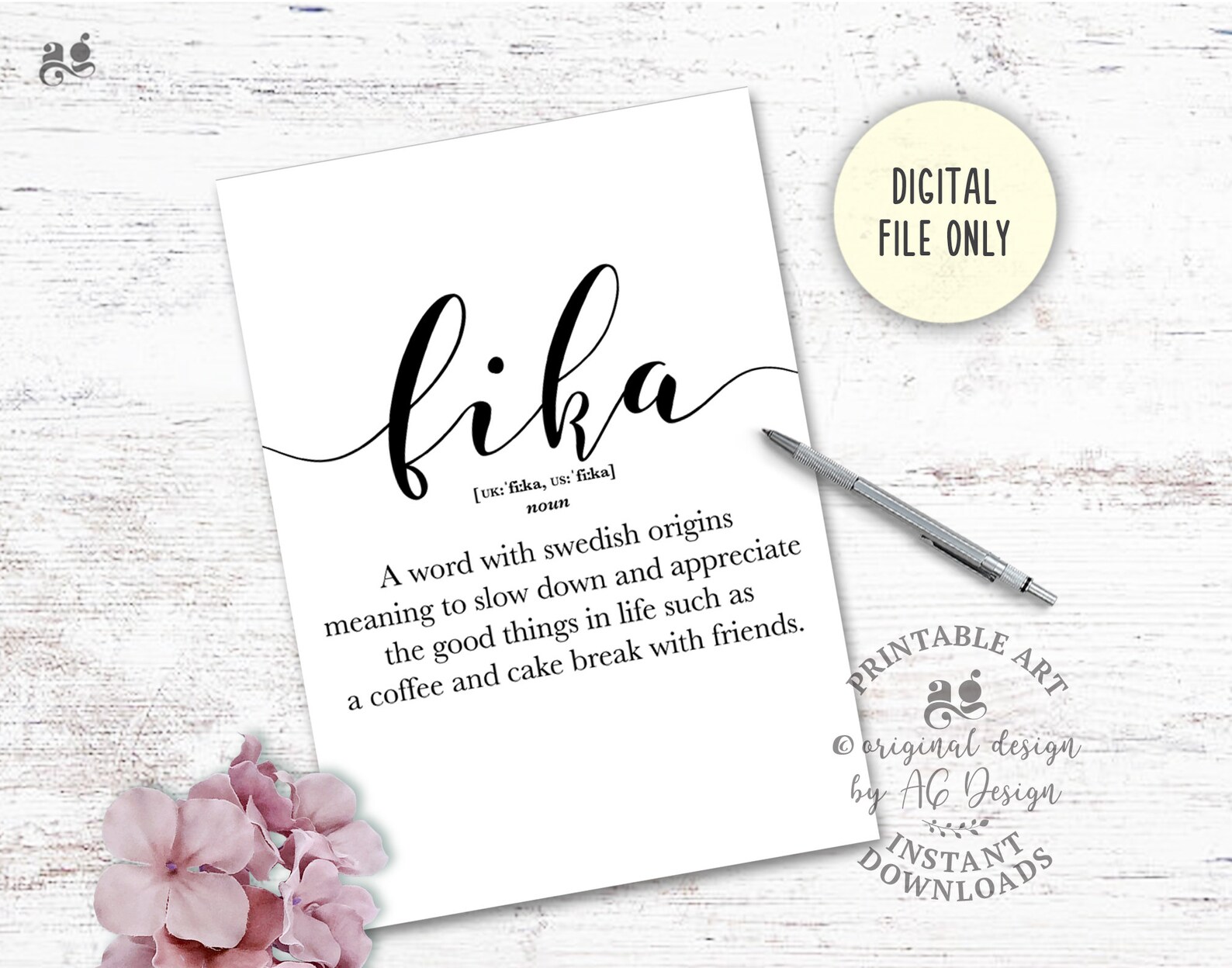 Fika Poster Fika Definition Printable Coffee Poster Swedish - Etsy