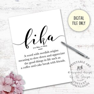 Fika Poster, Fika Definition Printable, Coffee Poster, Swedish Quote ...