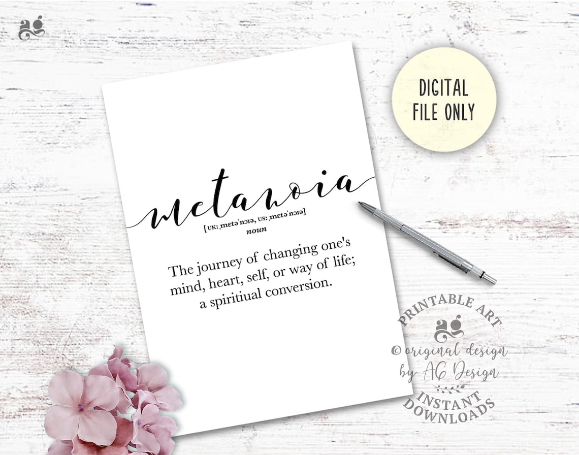 Metanoia Definition Poster Printable Greek Art Decor Greek | Etsy