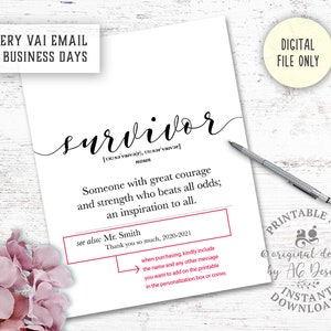 Personalized Survivor Definition Printable, Motivational Warrior ...